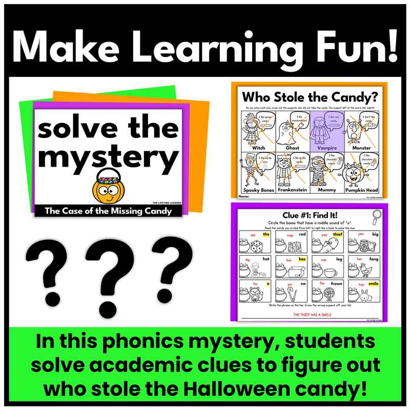 Halloween CVC Words Mystery Game | Kindergarten Reading