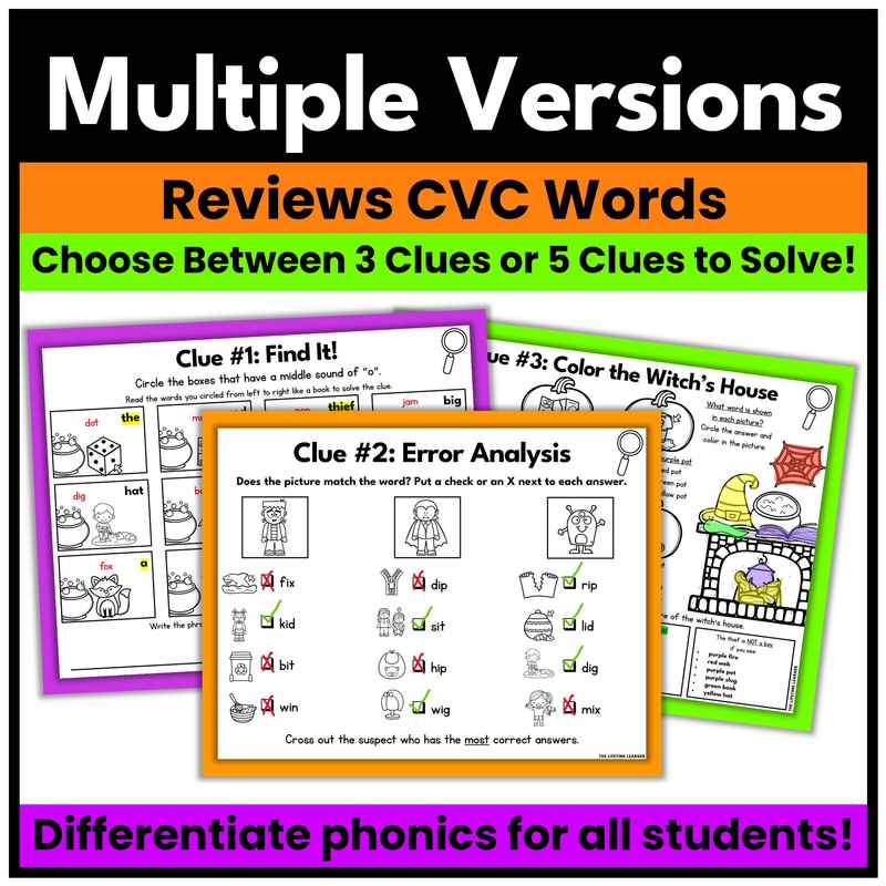 Halloween CVC Words Mystery Game | Kindergarten Reading