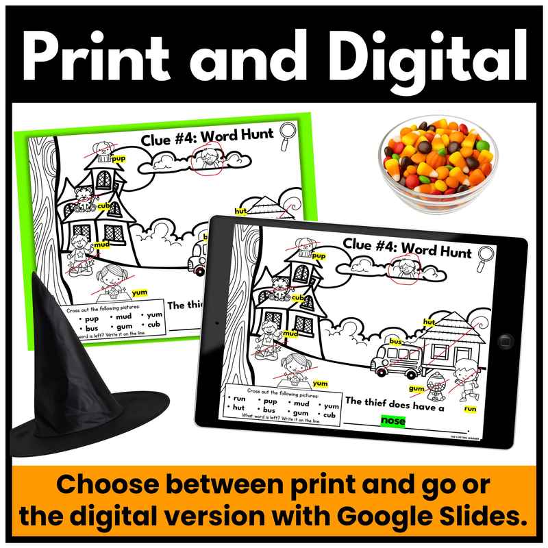 Halloween CVC Words Mystery Game | Kindergarten Reading