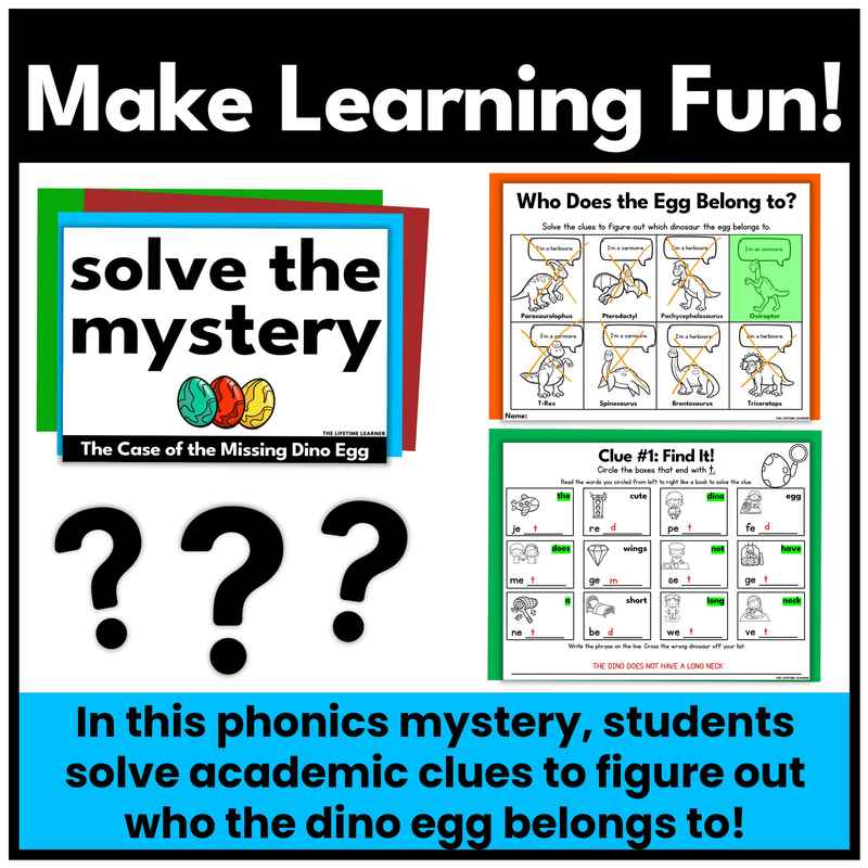 CVC Words Dinosaur Phonics Mystery