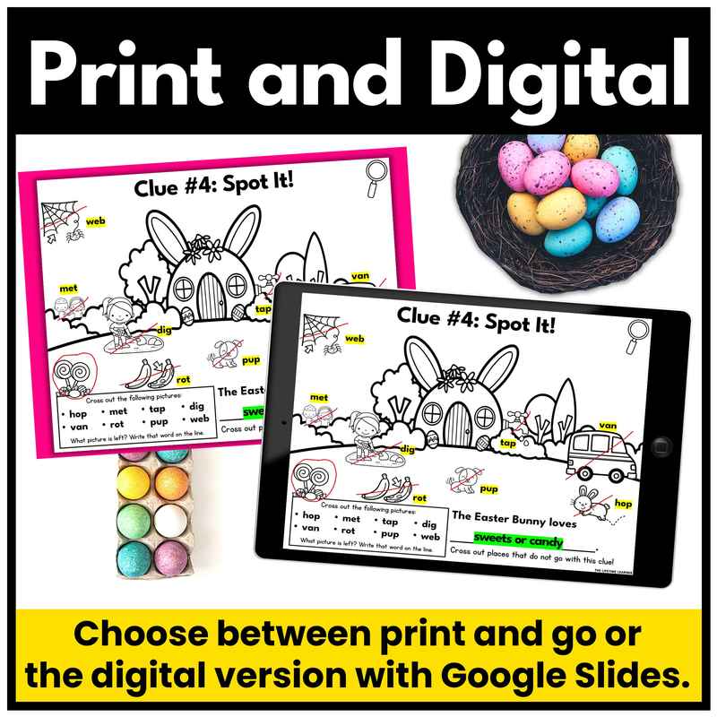 Easter CVC Words Mystery Game | Kindergarten Reading