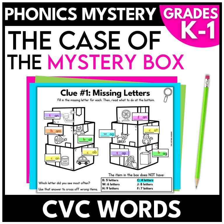 Box CVC Words Mystery Game | Kindergarten Reading