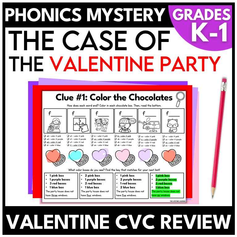 CVC Words Valentine's Day Phonics Mystery