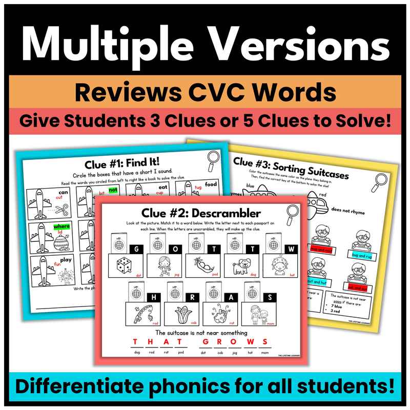 Travel CVC Words Mystery Game | Kindergarten Reading