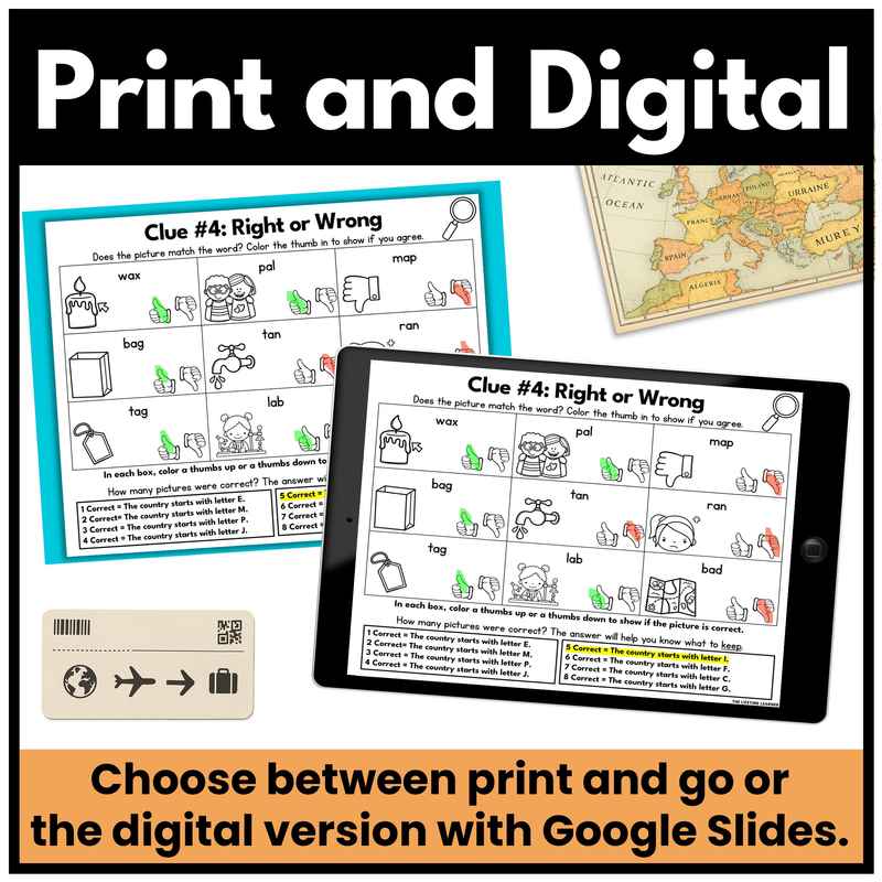 Travel CVC Words Mystery Game | Kindergarten Reading