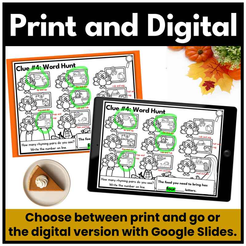 Thanksgiving CVC Words Mystery Game | Kindergarten Reading