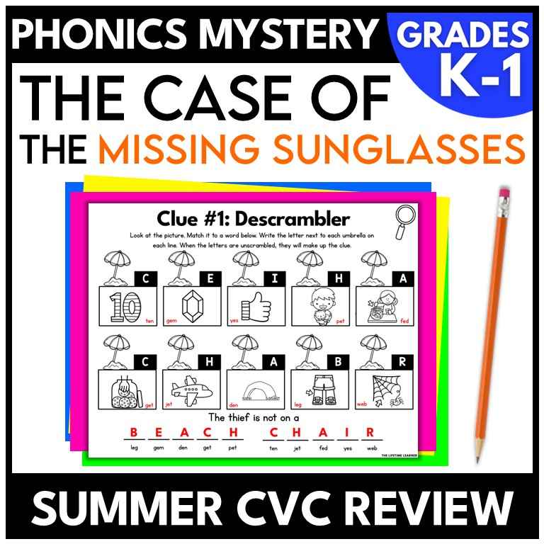 Summer CVC Words Mystery Game | Kindergarten Reading