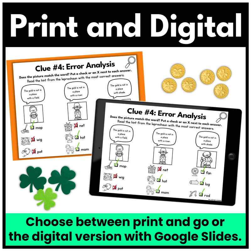 St. Patrick’s Day CVC Words Mystery Game | Kindergarten Reading