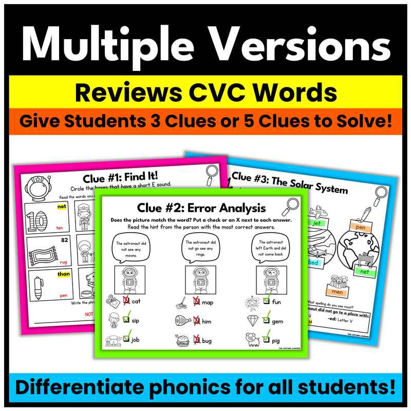 Outer Space CVC Words Mystery Game | Kindergarten Reading