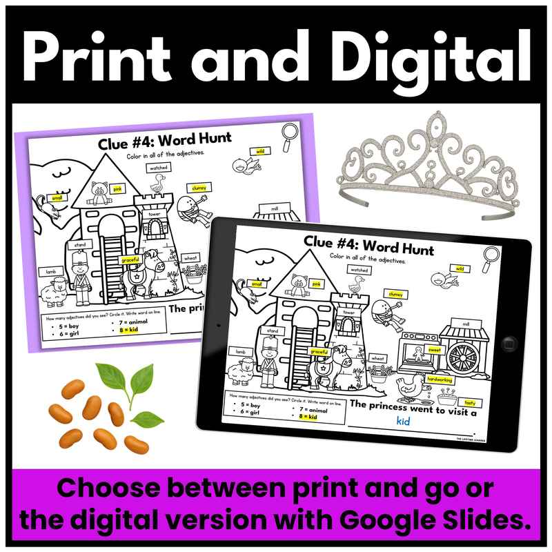 Adjectives Grammar Mystery 2nd and 3rd Grade | Fairy Tale Review Activity