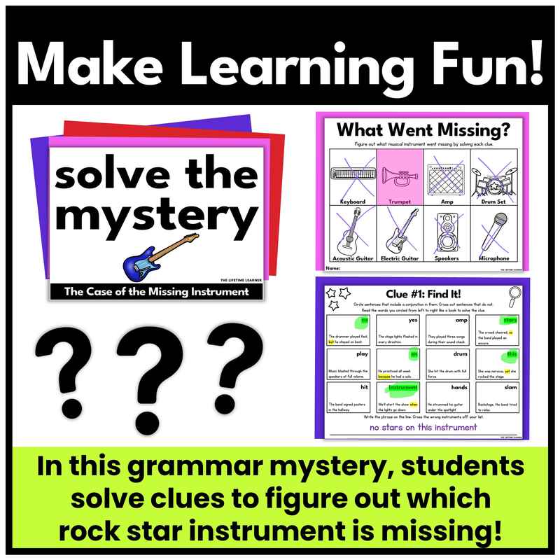 Rock Star Grammar Mystery 2nd-3rd Grade Conjunctions