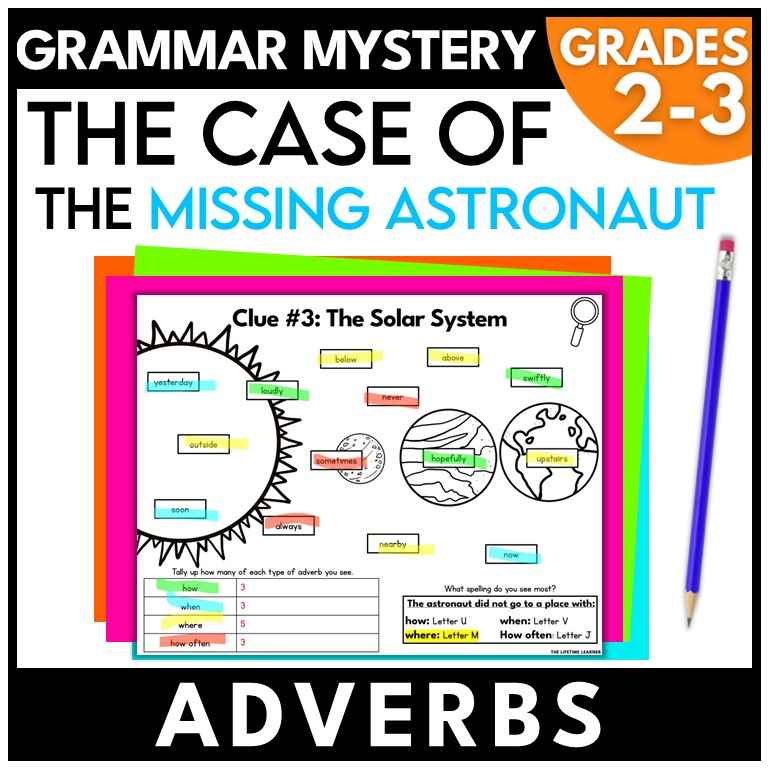 Adverbs Grammar Mystery 2nd and 3rd Grade | Outer Space Activity