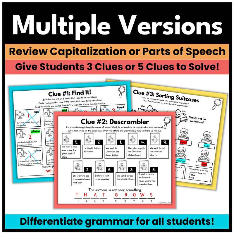 Travel Grammar Mystery 2nd-3rd Grade Capitalization Rules