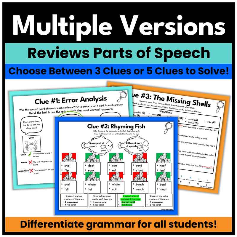 Ocean Parts of Speech Mystery | Escape Room Activity