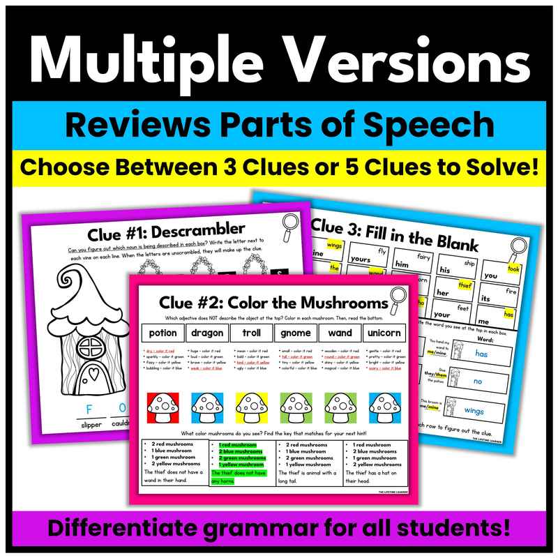 Magic Wand Parts of Speech Mystery | Escape Room Activity