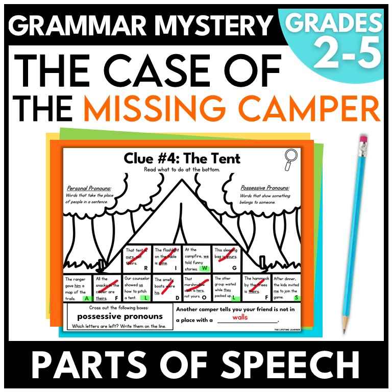 Camping Parts of Speech Mystery | Escape Room Activity