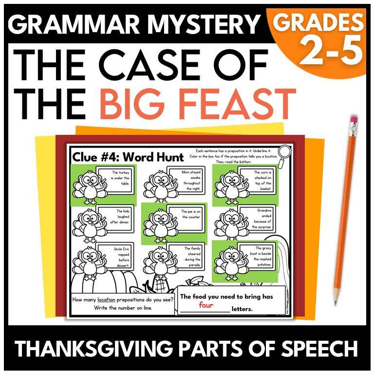 Thanksgiving Parts of Speech Mystery | Escape Room Activity