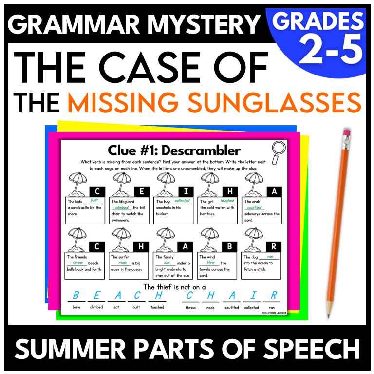 Summer Parts of Speech Mystery | Escape Room Activity