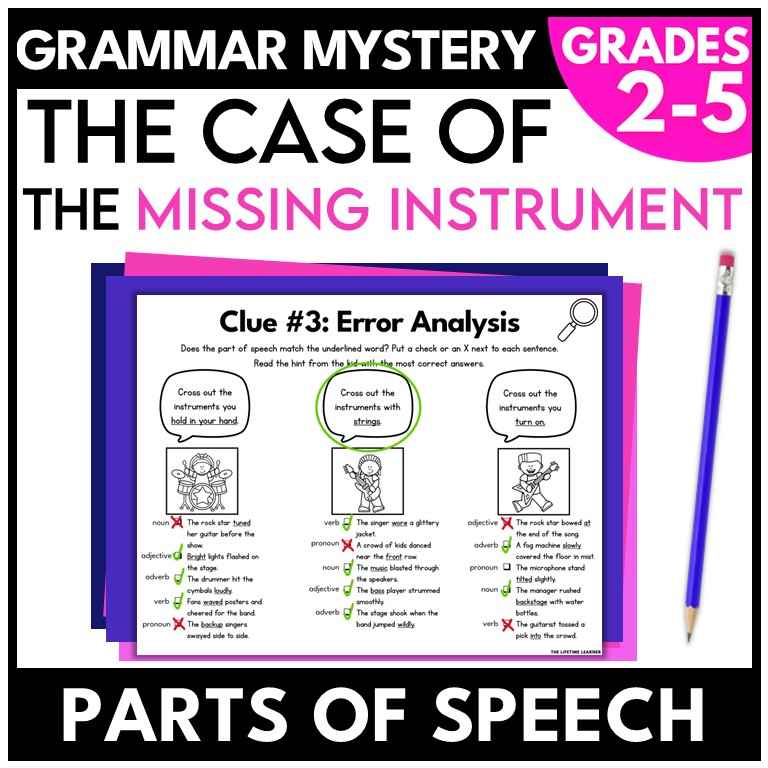 Rock Star Parts of Speech Mystery | Grammar Review Activity