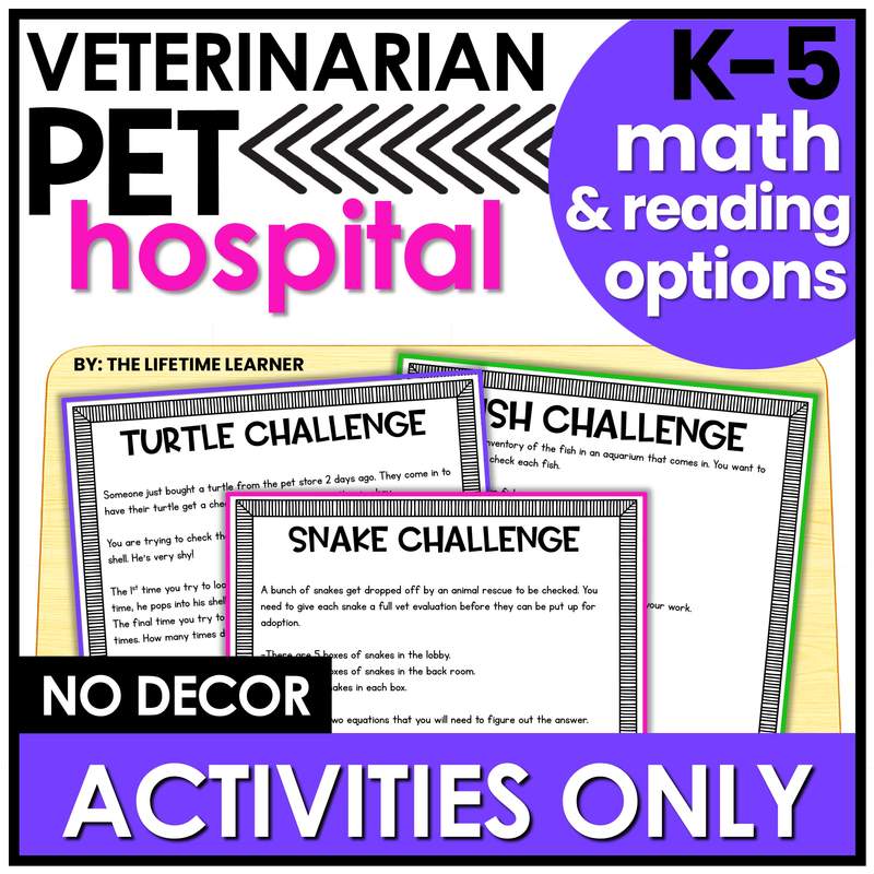 Veterinarian Classroom Transformation Worksheets ONLY