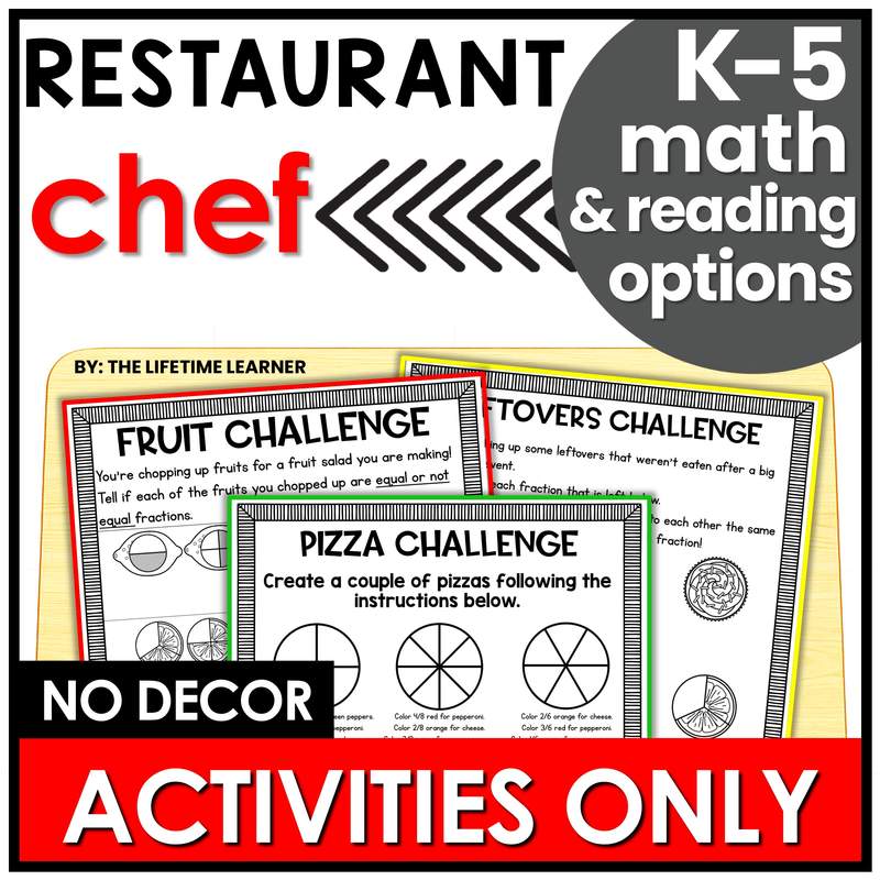Chef Classroom Transformation Worksheets ONLY