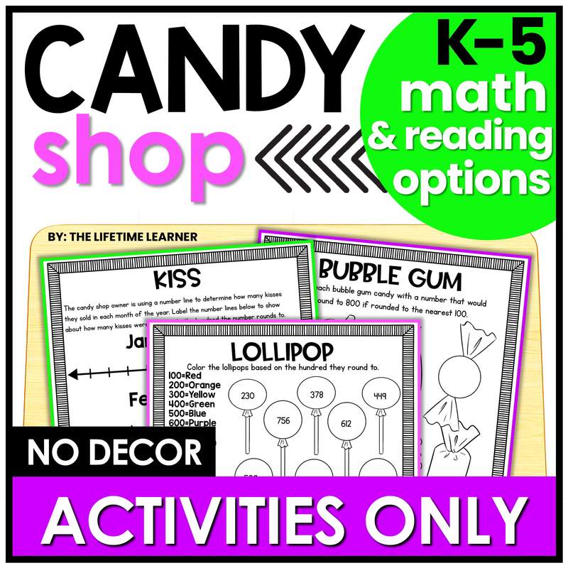 Candy Shop Classroom Transformation Worksheets ONLY