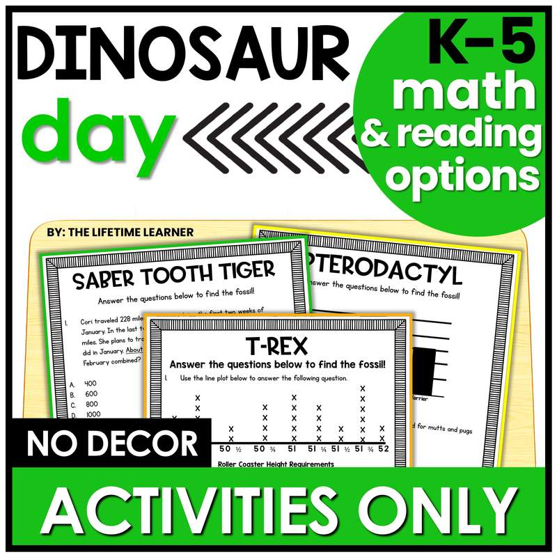 Dinosaur Classroom Transformation Worksheets ONLY