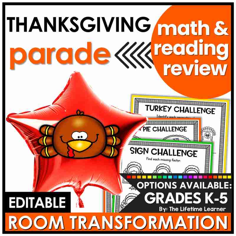 Thanksgiving Math and Reading Classroom Transformation Bundle