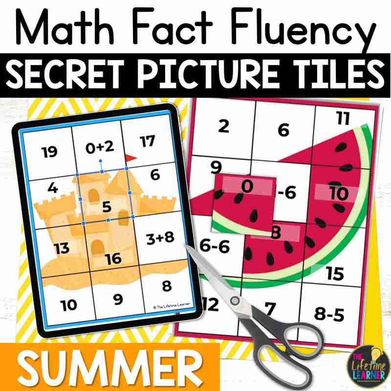 Summer Math Mystery Pictures | Add, Subtract, Multiply, Divide Puzzles