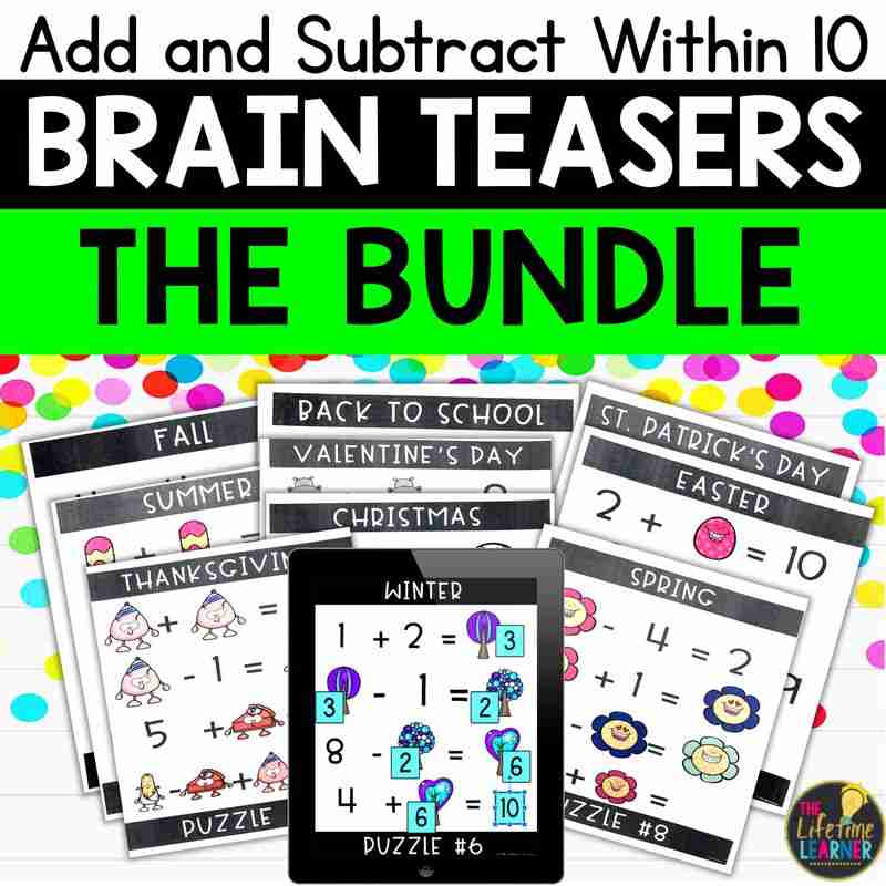 Addition and Subtraction to 10 Brain Teasers Bundle