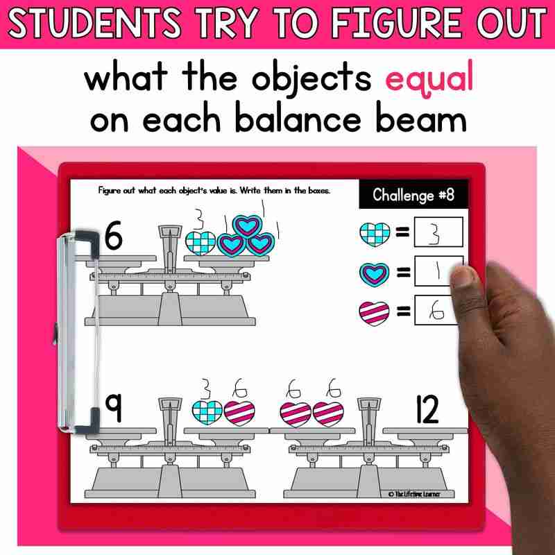 Valentine's Day Balance Beams Math Logic Puzzles