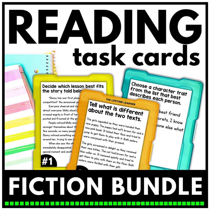 Fiction Reading Task Cards Bundle 3rd 4th 5th Grade